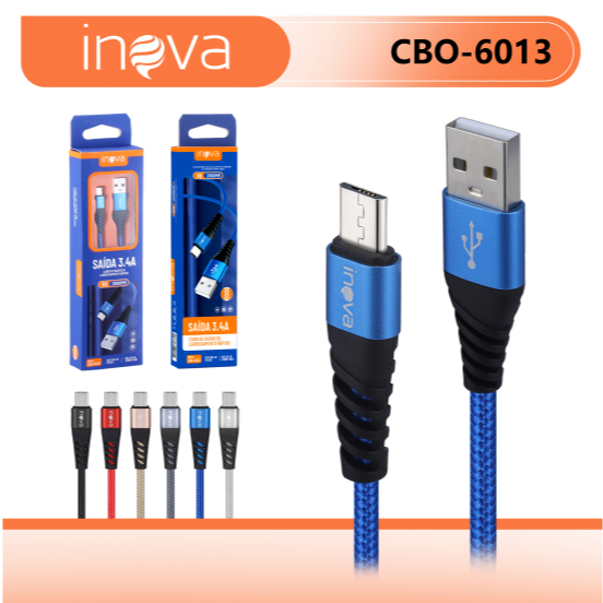 Cabos USB Entrada Micro USB V8 3.4A Inova - Cabo de Dados e ...