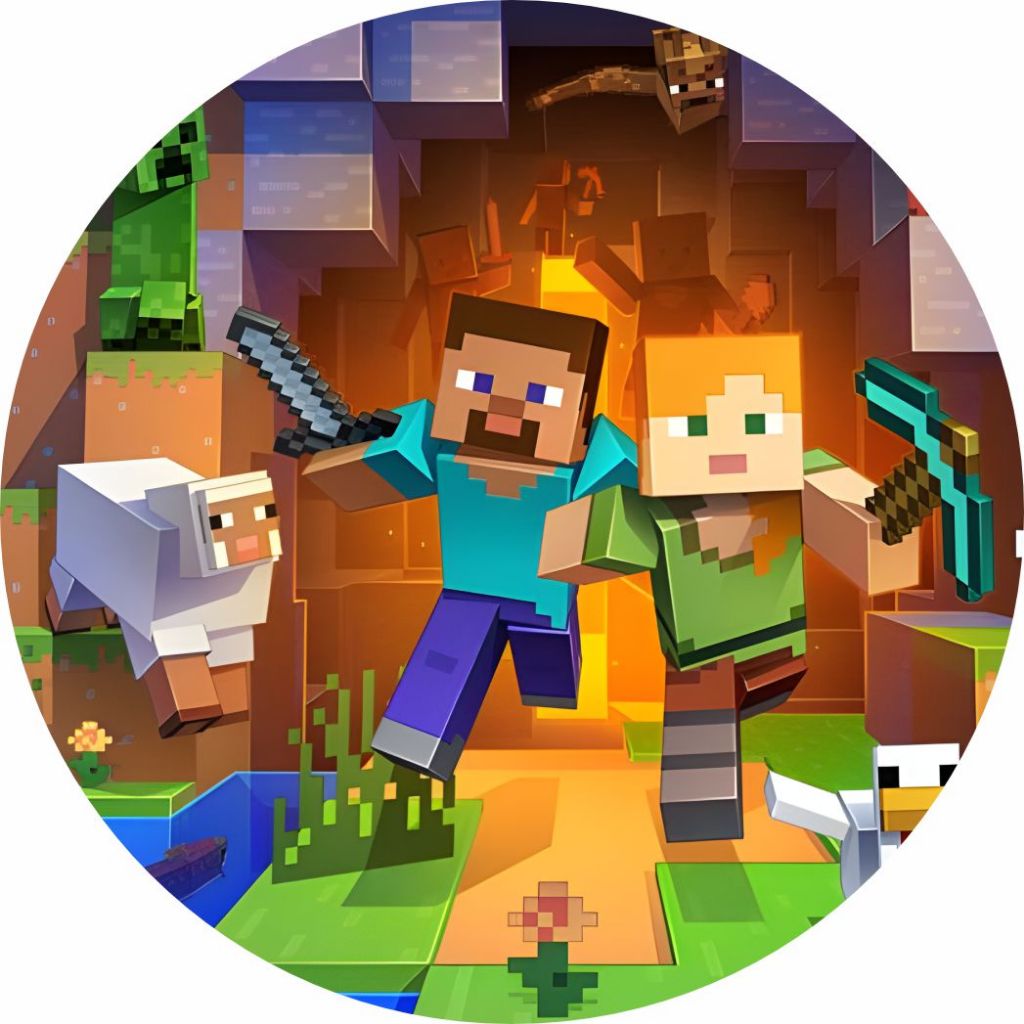 Painel Festa Infantil Redondo Minecraft 01 jogo Arco, Suporte incluso ...