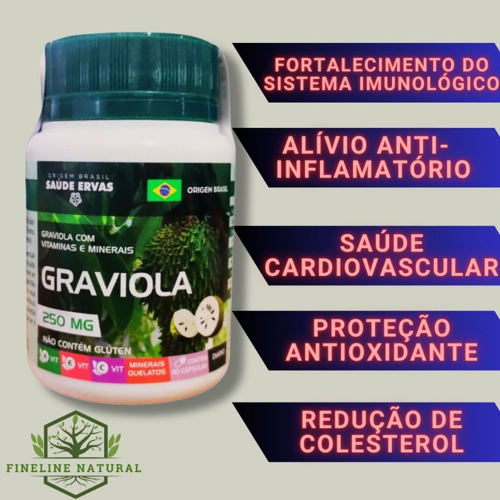 1 Frasco Graviola Original 30 Cápsulas 250mg | Shopee Brasil