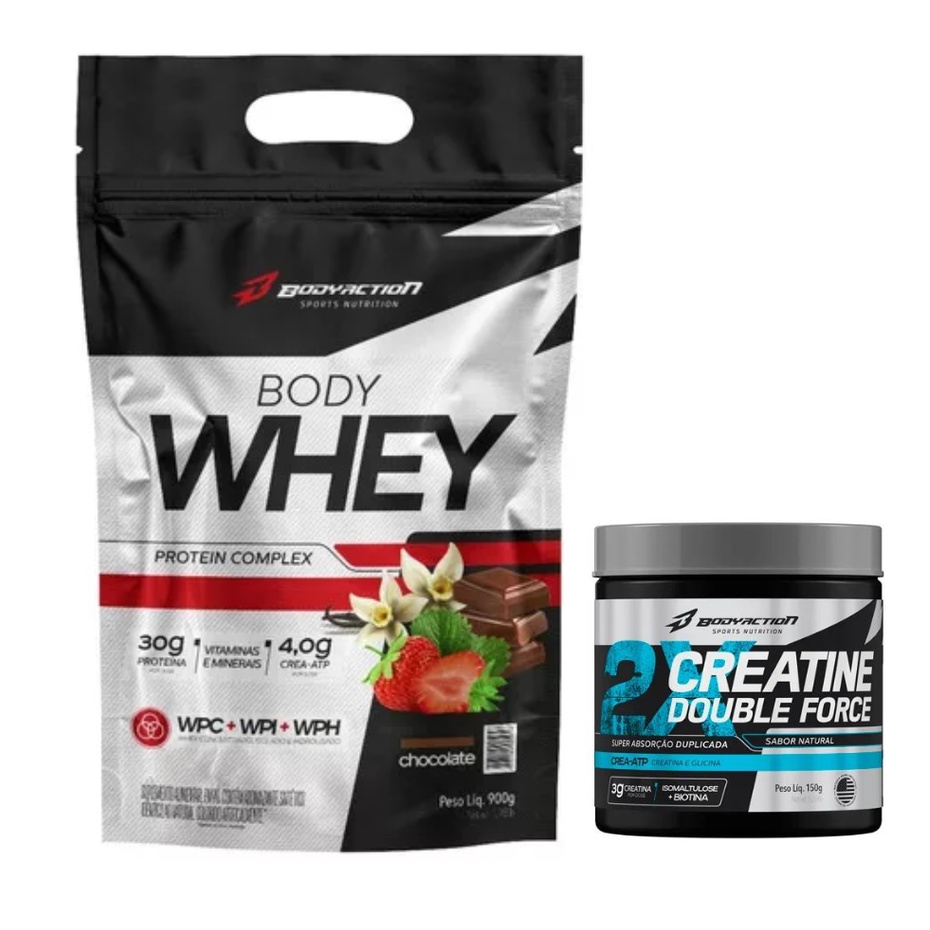 Kit Whey Protein Body Whey 900g + Creatina Double Force 150g ...