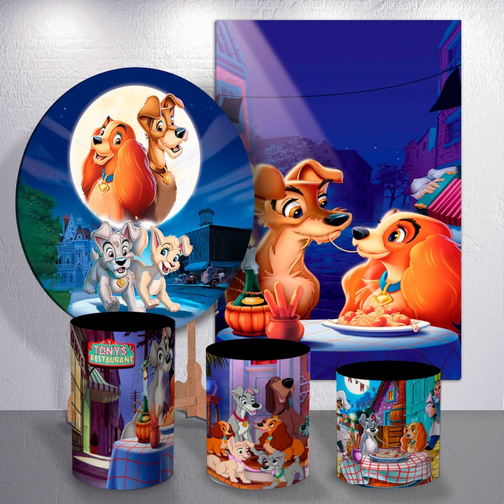 Capas Painel de Festa Infantil Tema A Dama e o Vagabundo Aniversário de ... Capas Painel de Festa Infantil Tema A Dama e o Vagabundo Aniversário de ...