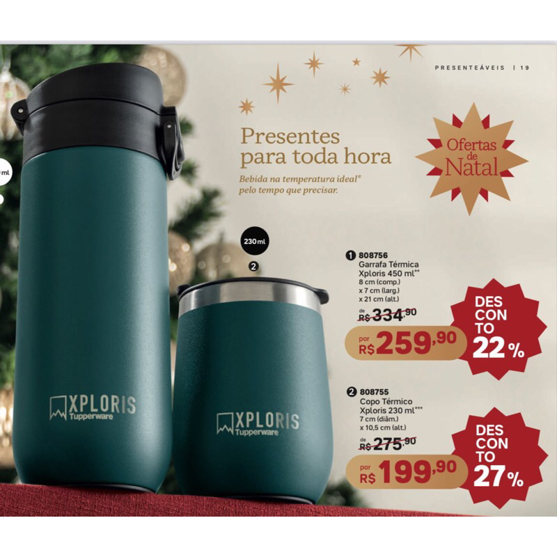 Tupperware Garrafa termica Xploris 450 ml Copo Termico Xploris 230 ml ...