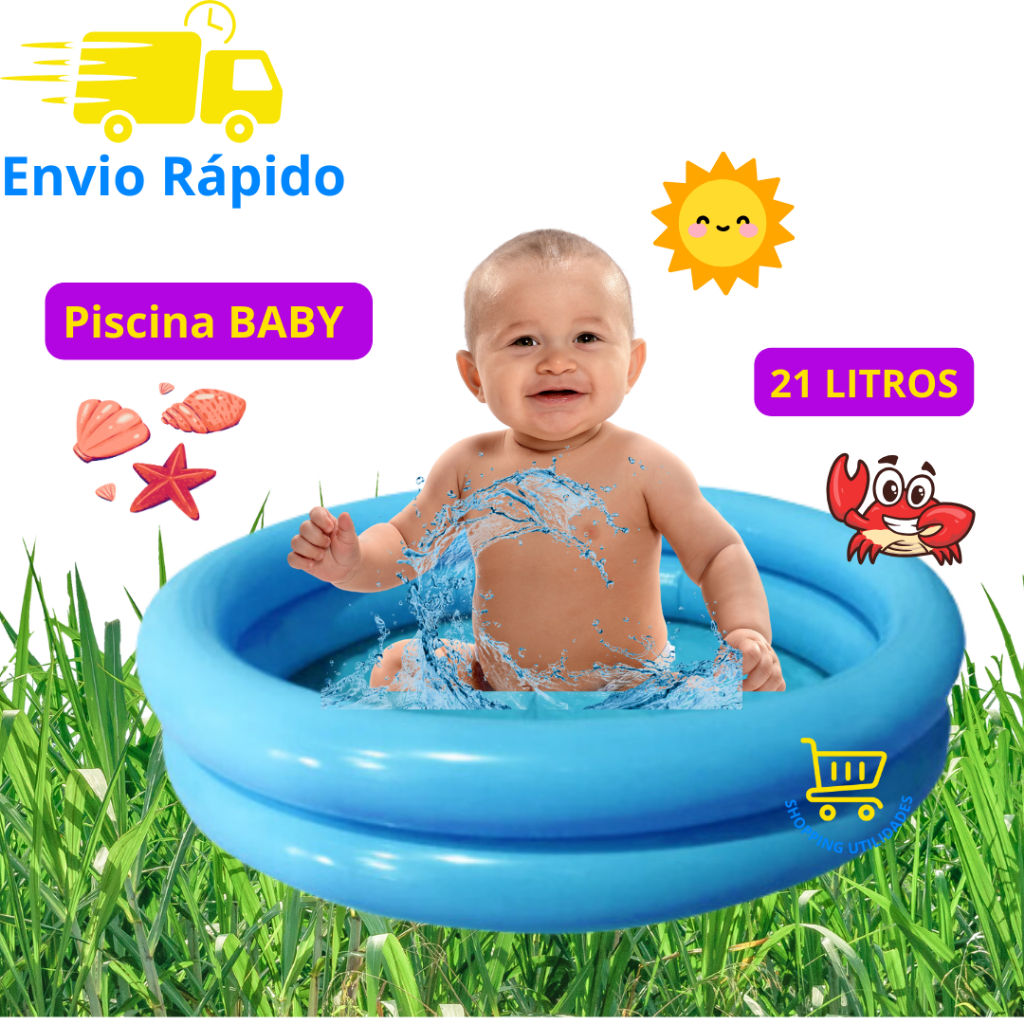 Piscina Inflável Redonda Infantil Bebê para Praia Piscina 21 Litros ...