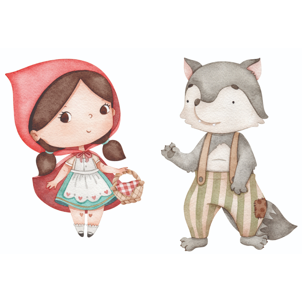 Kit Displays MDF Chapeuzinho Vermelho e Lobo Aquarela 60cm | Shopee Brasil