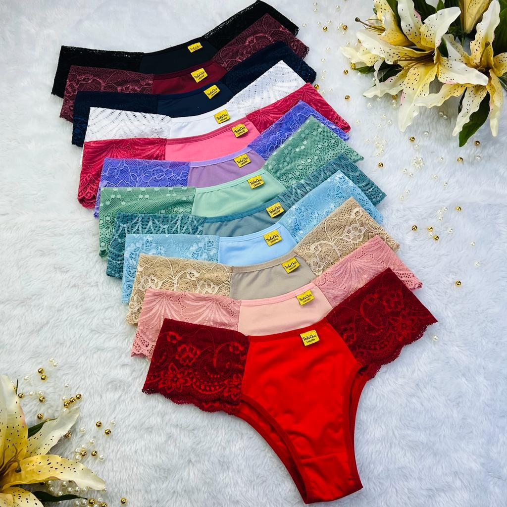 Kit 3 Calcinhas Feminina Conforto Calcinha Pala Dupla Tanga Revenda Ref ...