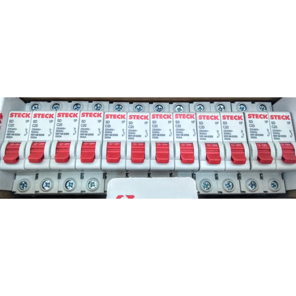 KIT COM 12 DISJUNTORES DIN MONOPOLAR DE 20A CURVA C STECK | Shopee Brasil