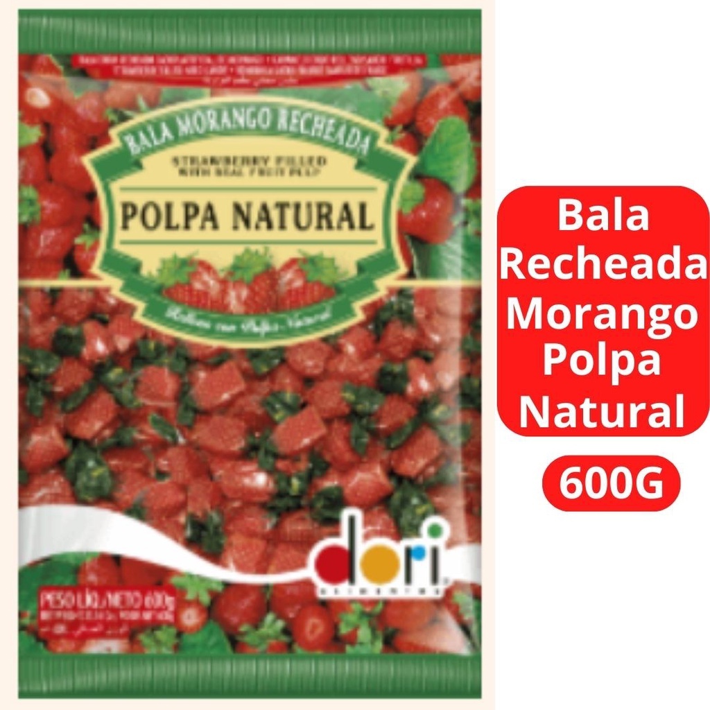 Bala Morango Recheada Polpa Natural 600g - Dori - TOP - Envio Expresso ...