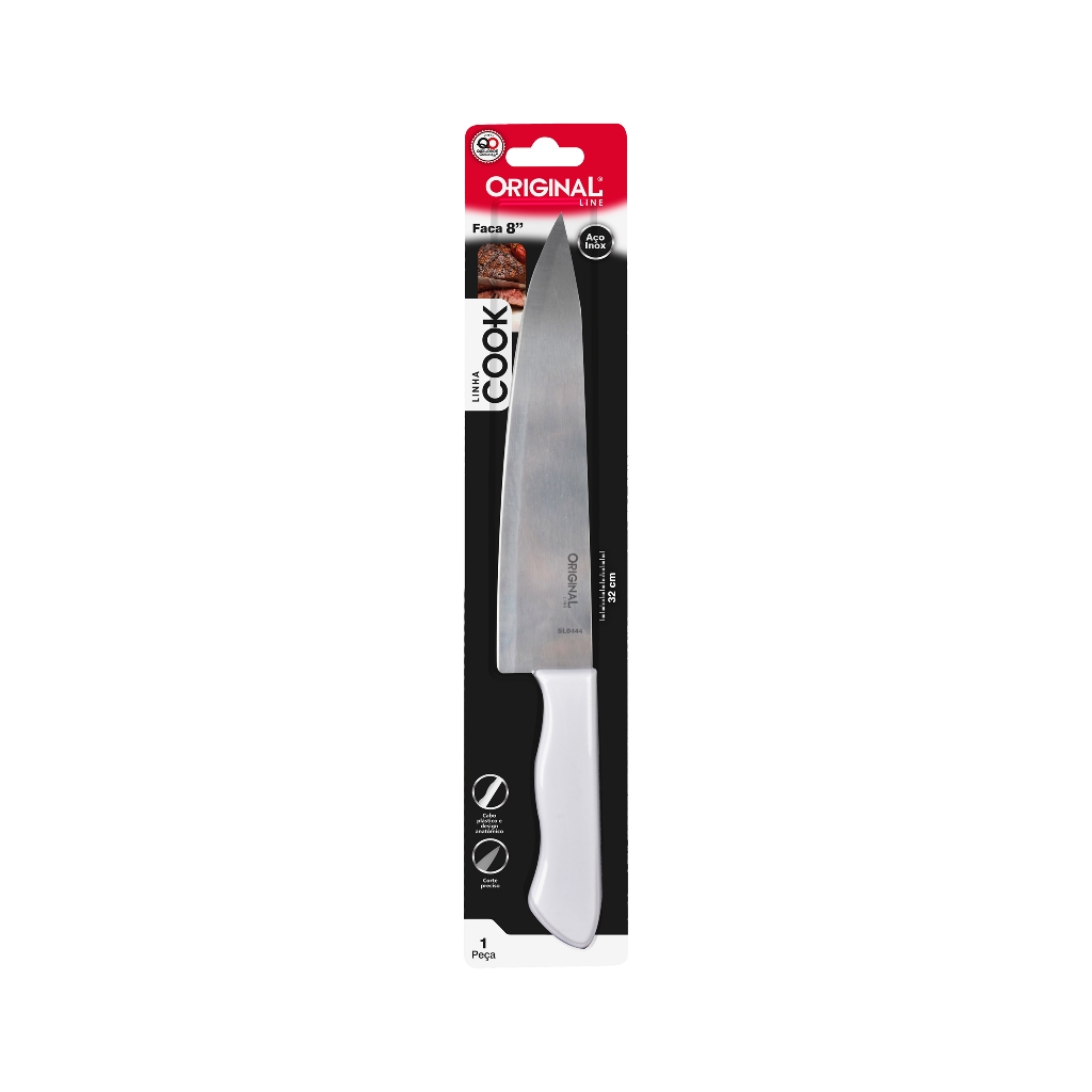 Faca De Cozinha Linha Cook 8 polegadas Original Line 32cm Cabo Branco ...