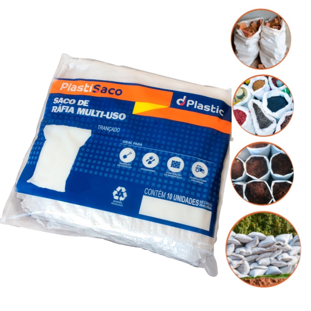 SACO RAFIA NOVO MULTIUSO ENTULHO 60x90cm 10 UNIDADES | Shopee Brasil