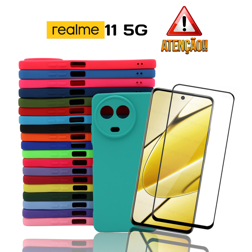 Capa Silicone Aveludada Realm 11 5G/Realm 11x Proteção de Câmera com ...