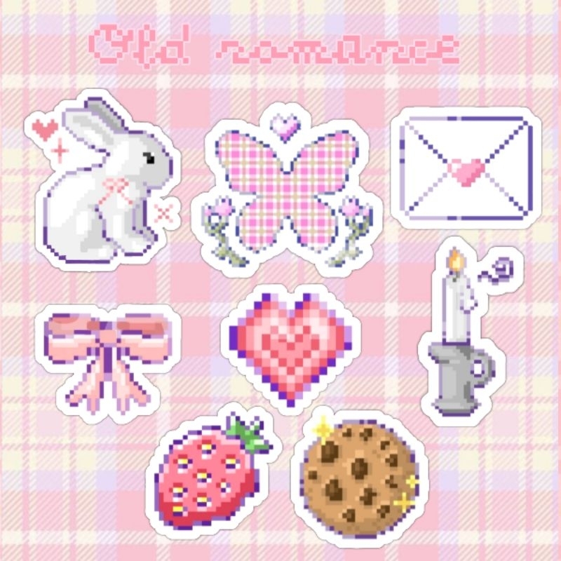 kit stickers adesivos old romance pixel cutecore aesthetic coquette ...