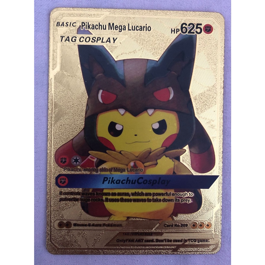 Card Tag Pokemon - Pikachu Mega Lucario - Pikachu Cosplay | Shopee Brasil