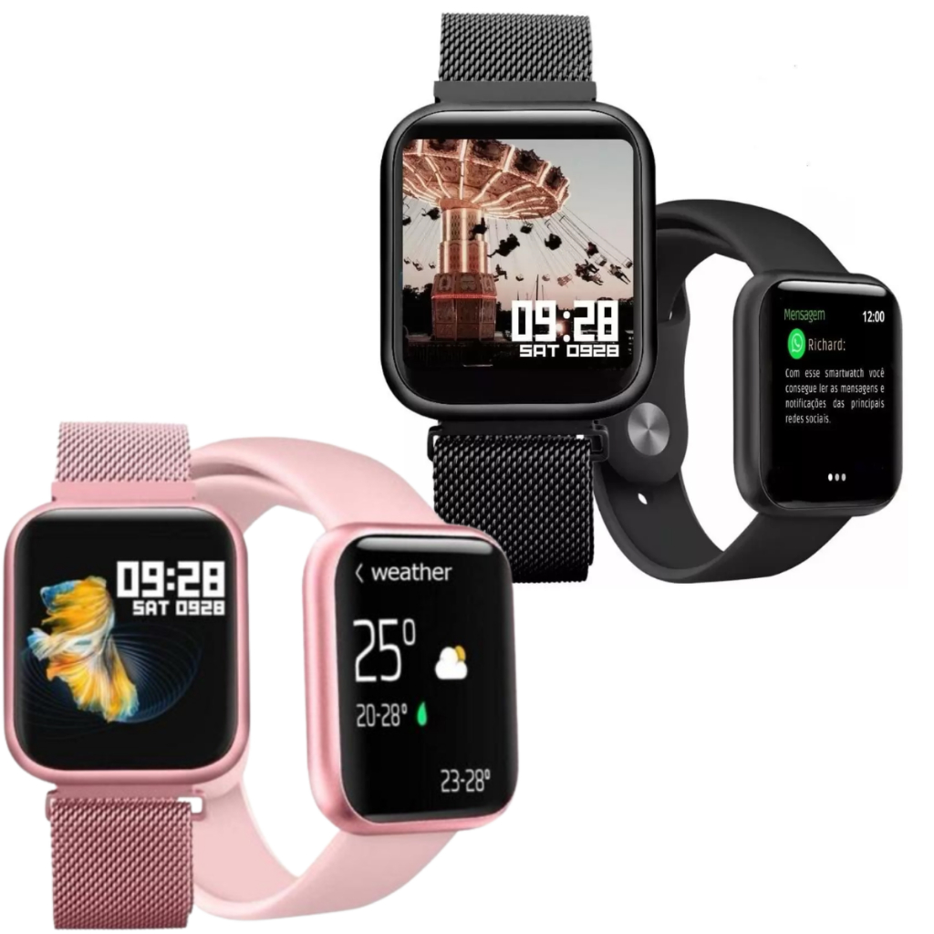 Relógio inteligente Smartwatch T80s + pulseira extra android ios bluetooth | Shopee Brasil