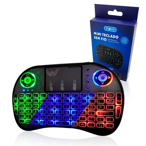 Mini Teclado e Touch Pad Portátil Controle Sem Fio Wireless Iluminado ...