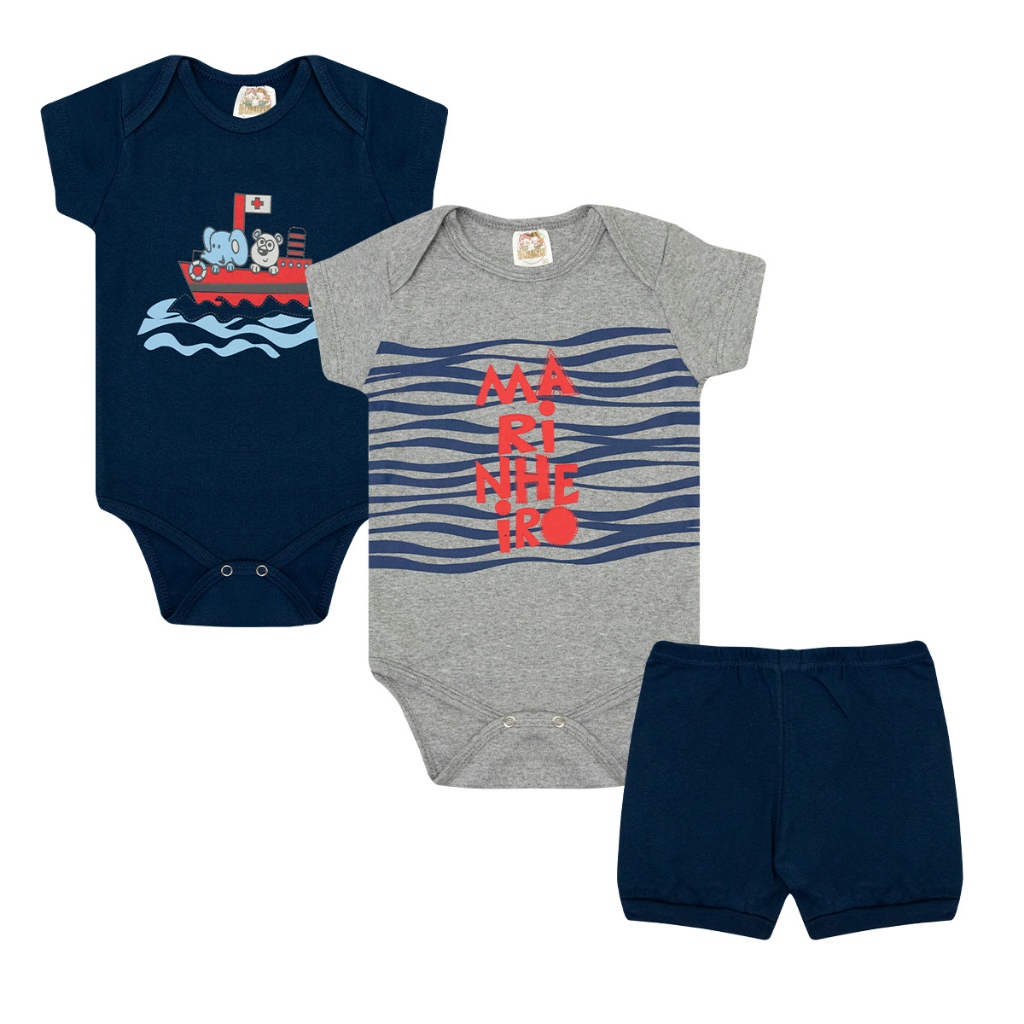 Kit body Bebê 3 peças conjunto bebê Roupa de Bebês menino e menina ...
