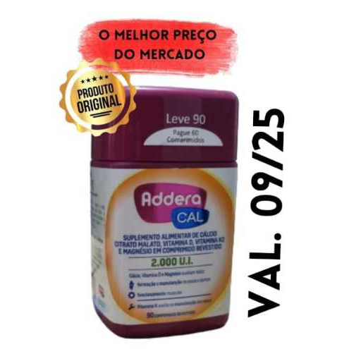 Addera Cal 2000UI Vitamina D + Cálcio com 90 Comprimidos - ORIGINAL ...