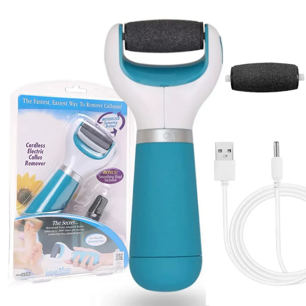 Lixa Pé Elétrica Tira Calo Esfoliador Portátil Pedicure + 1 Refil ...