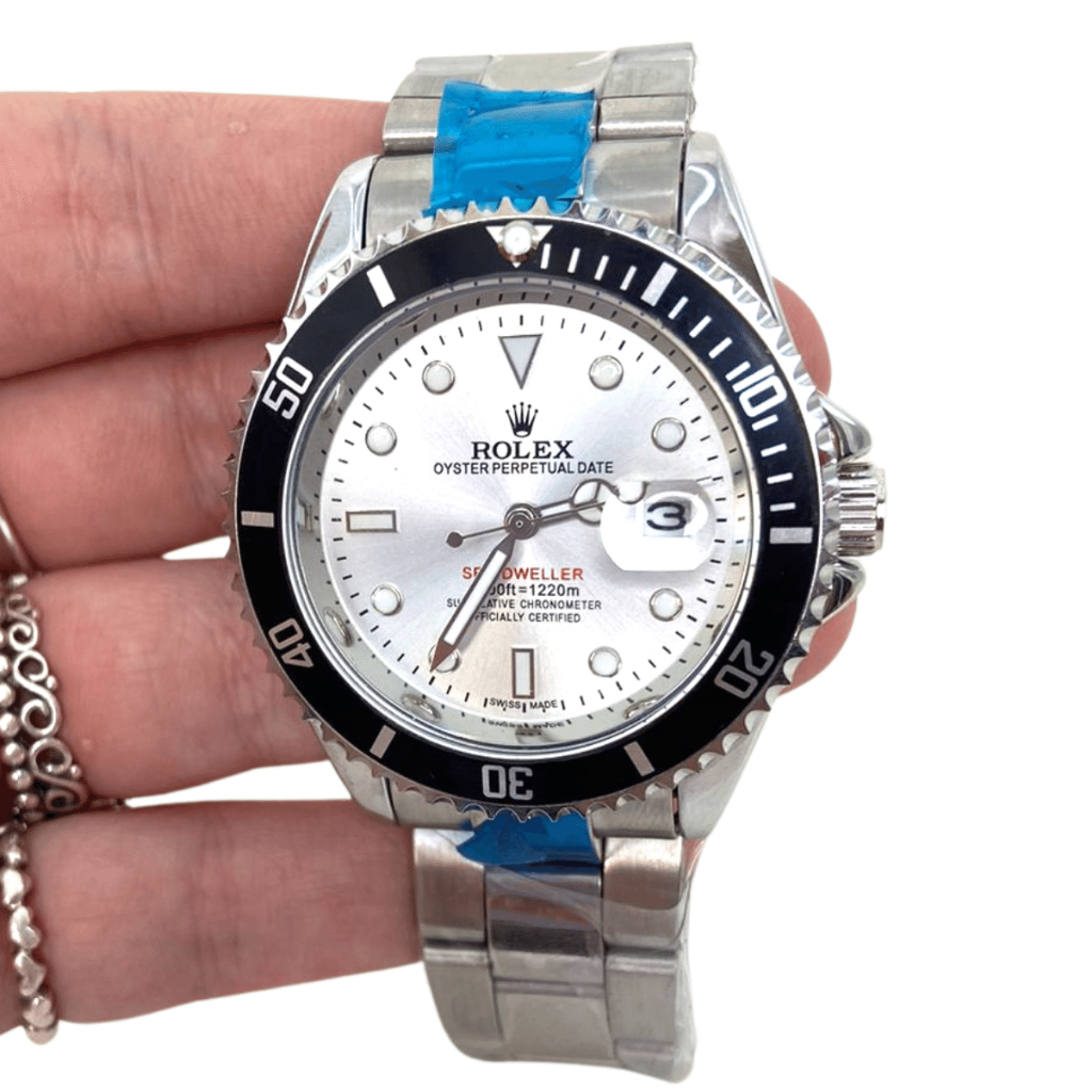 Relogio Masculino Rolex Submariner prata com prata bisel preto | Shopee ...