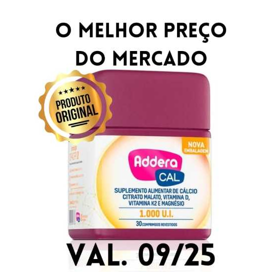 Addera cal suplemento alimentar de cálcio 1.000 u.i 30 comprimidos ...
