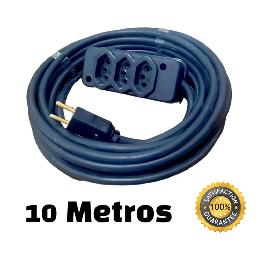 Extensão Elétrica Cabo PP 2x2,5mm Reforçada Tomada 10A e 20A 10 Metros ...