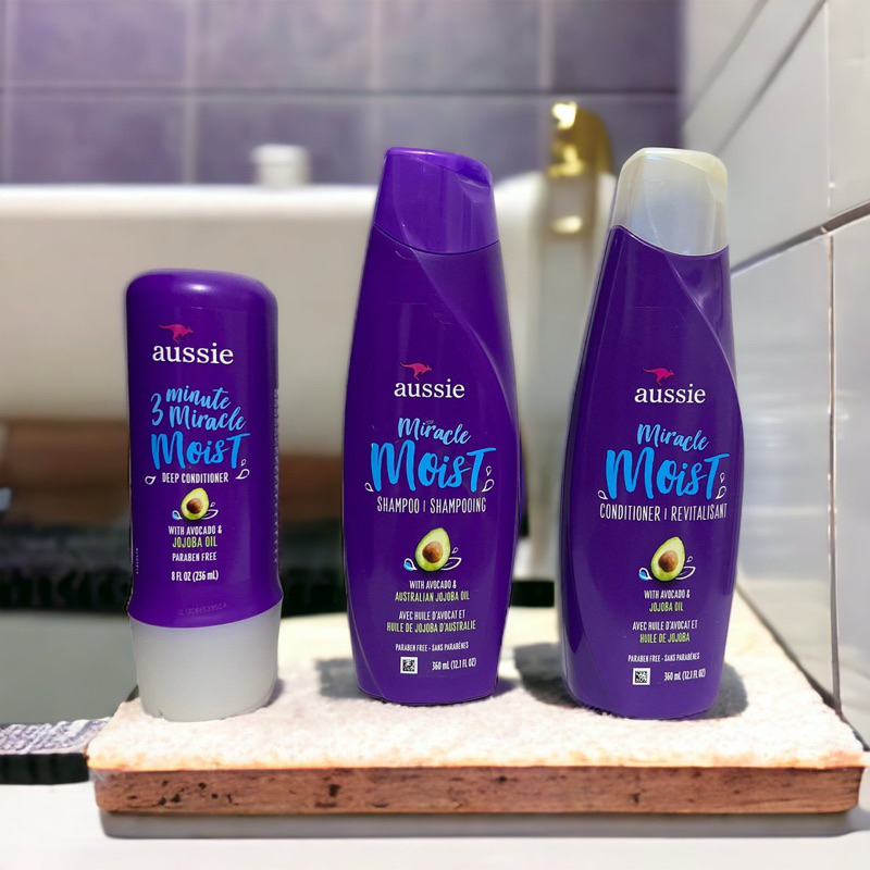 Kit Aussie Mega Moist Super Hidratação Shampoo 180ml + condicionador e ...