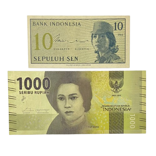 Lote 2 cédulas Estrangeiras diferentes da Indonésia - Ano 1964 e 2016 ...