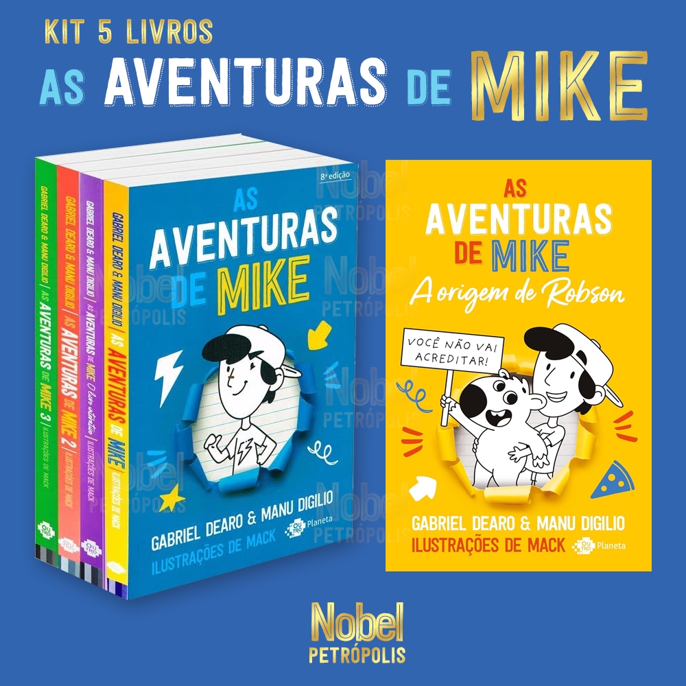 Kit As Aventuras de Mike | 5 Livros | 4 Livros de História (Vol. 1, 2, 3 e 4) + 1 Livro ...