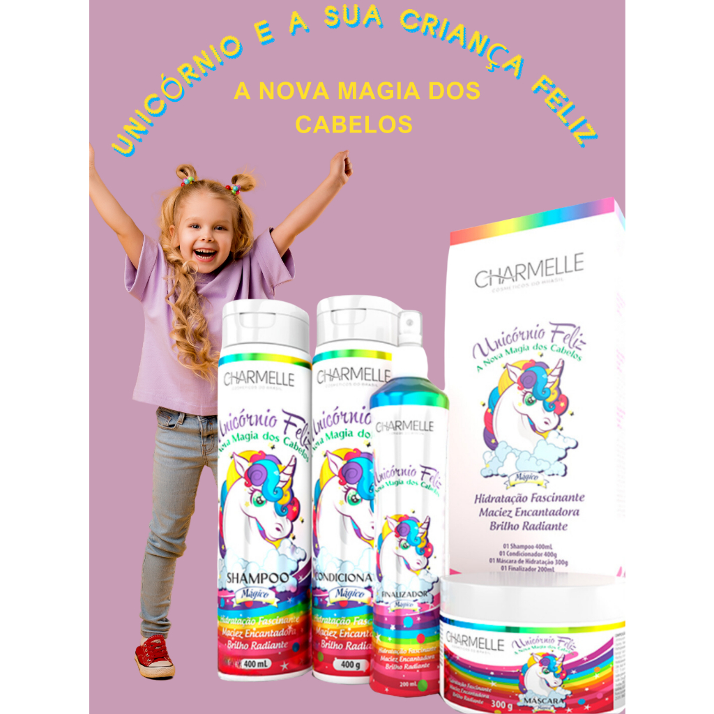 Kit Unicórnio Feliz - 4 itens HIDRATAÇÃO MACIEZ BRILHO OLEOS EXOTICOS ...