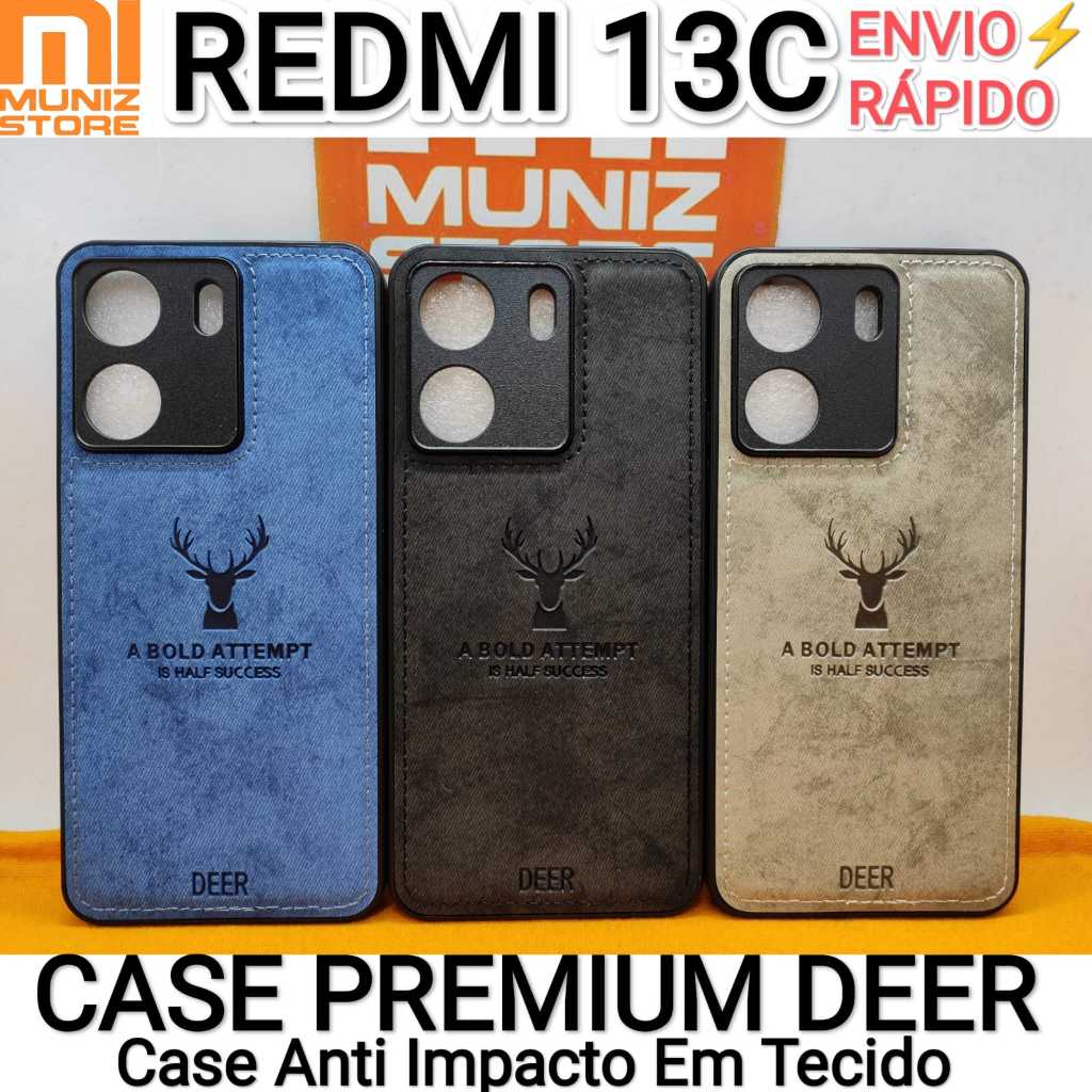 Capa Redmi 13C Premium Deer Xiaomi Case Com Acabamento em Tecido ...