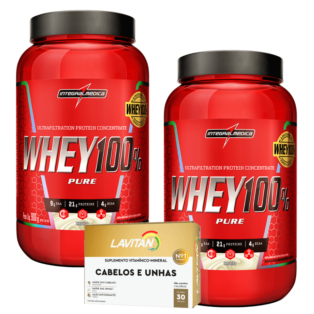 2x Whey 100 Pure Whey Protein Concentrado 900g Integralmédica