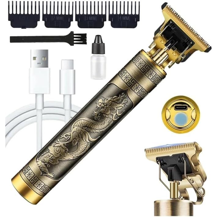 Máquina de Barbear e Cortar Cabelo Dragão Recarregável USB Profissional ...