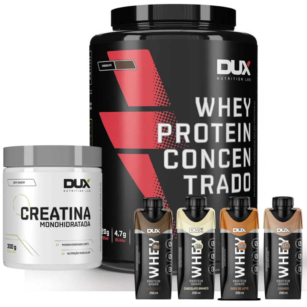 WHEY PROTEIN CONCENTRADO - POTE 900G - DUX + WHEY PROTEIN SHAKE - 250ML ...