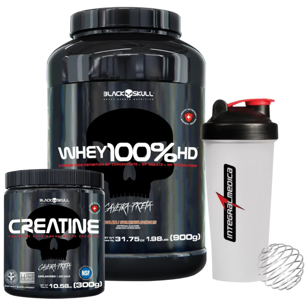 Whey 100 Hd Black Skull 900g Creatina Monohidratada 300g Black