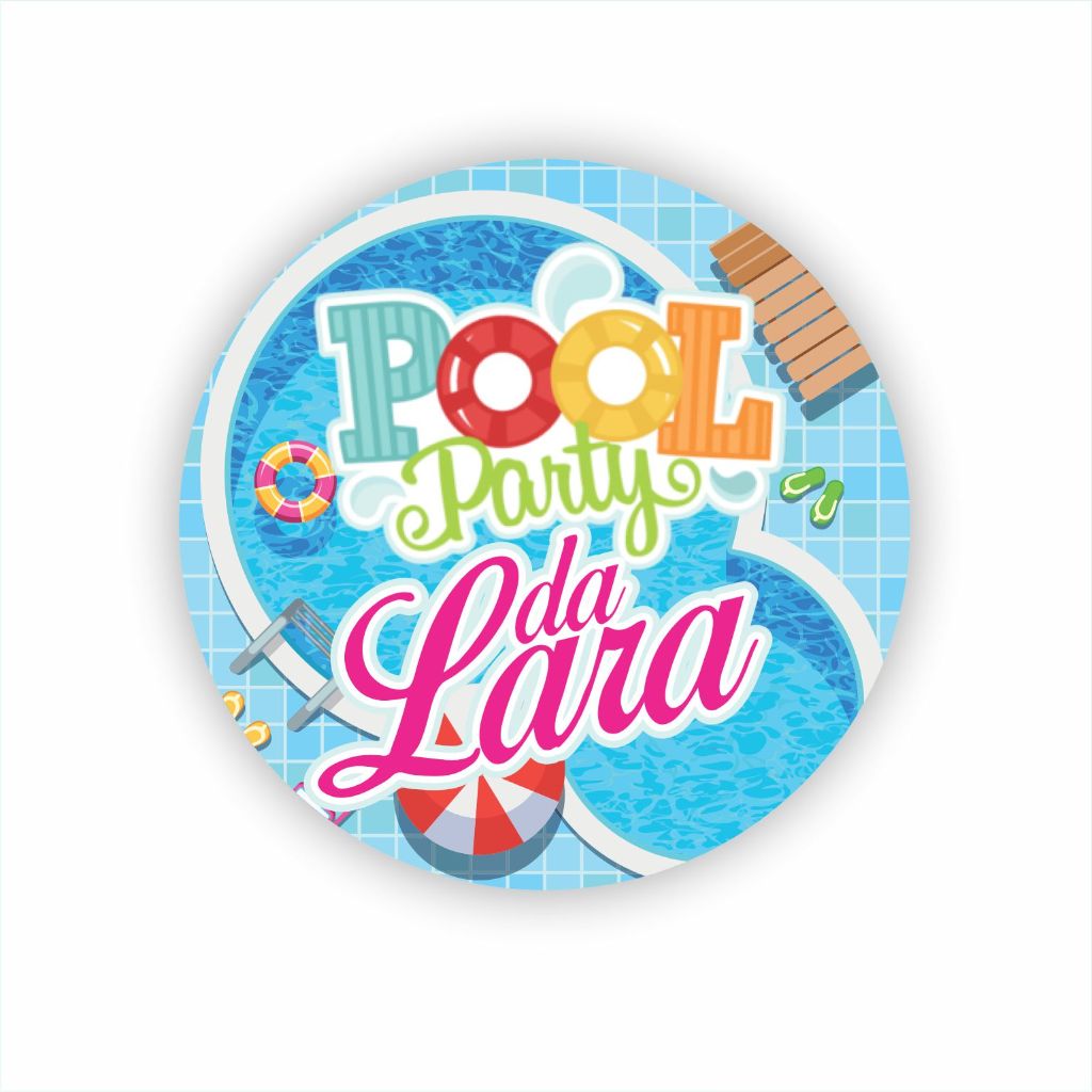 Adesivo pool party infantil 5cm a prova d'água nome e idade ...