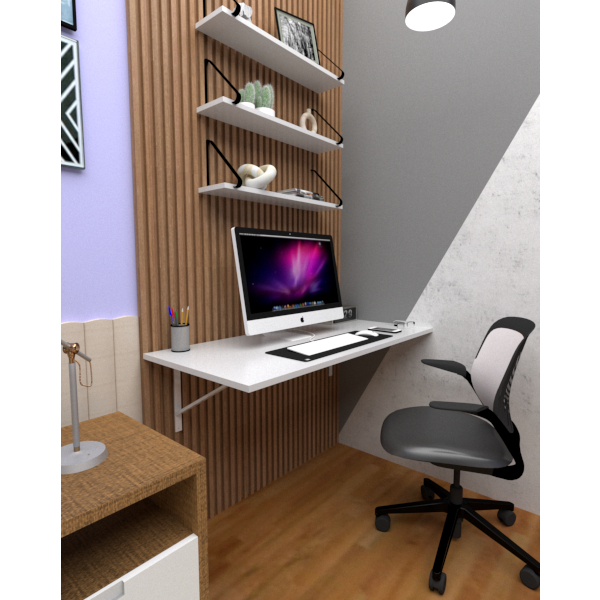 Escrivaninha Suspensa 90x50 MDF 15mm Branco Mão Francesa | Shopee Brasil