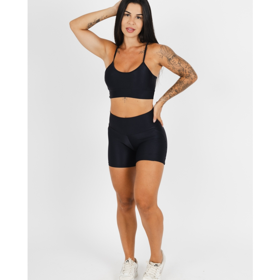 Conjunto de Short Academia Feminino Canelado Fitness | Shopee Brasil