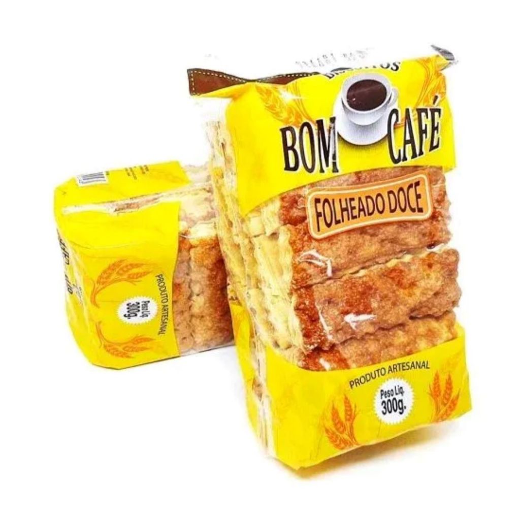 Biscoitos Bom Café Folhado Doce 4 Unidades | Shopee Brasil