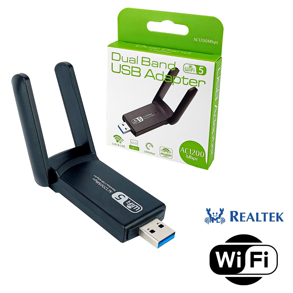 Adaptador Wifi 5Ghz USB 3.0 1300 Mbps Dual Band 2.4G e 5G Receptor ...