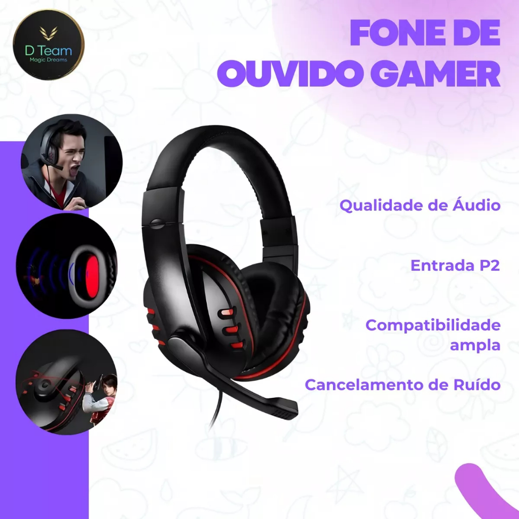 Fone De Ouvido Headset Gamer Com Microfone E Entrada P2 Rgb - A-302 ...