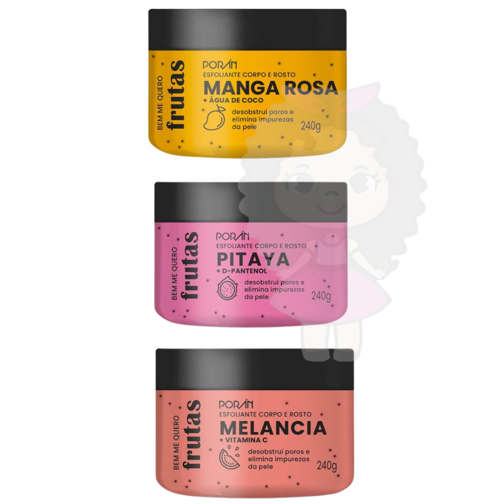 ESFOLIANTE CORPO E ROSTO PORAN MELANCIA , MANGA, PITAYA 240G | Shopee Brasil