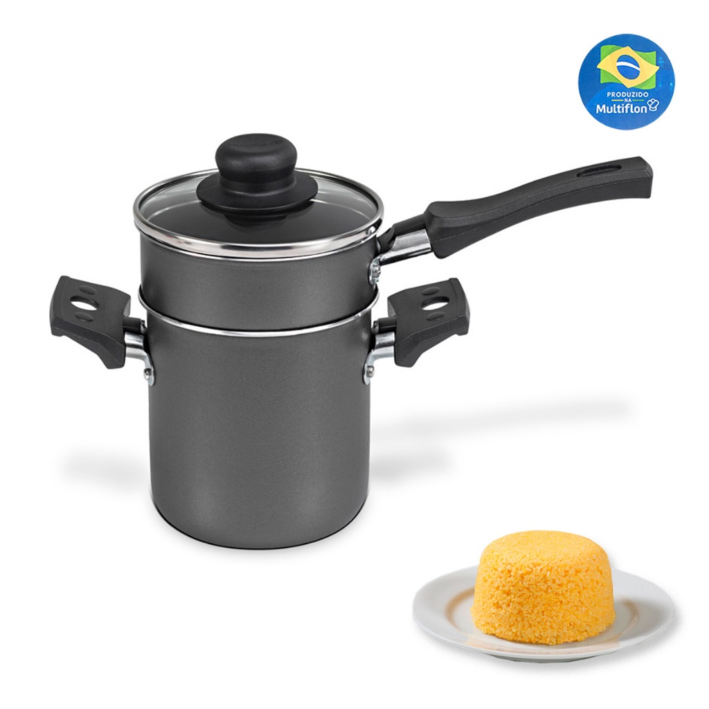 Mini Cuscuzeira Multiflon Antiaderente Com Cabo e Tampa de Vidro ...