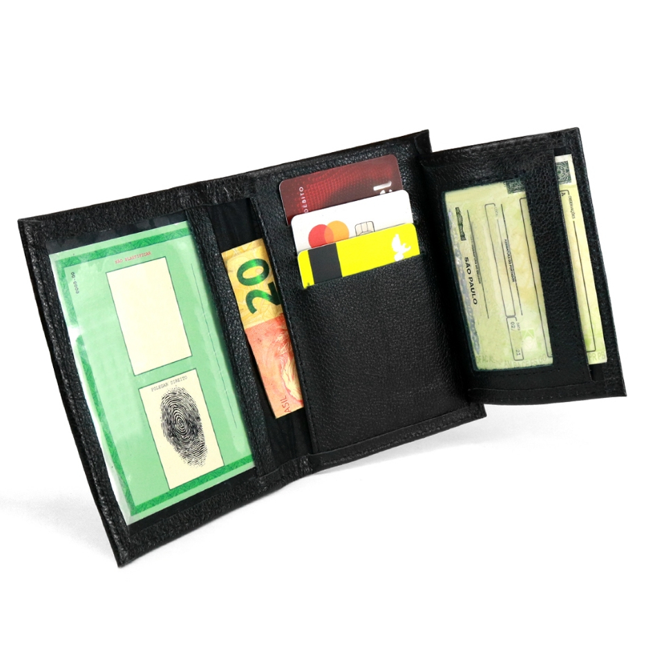 Carteira de Couro Porta Documentos Crlv/rg/cnh/cartões/cédulas | Shopee ...