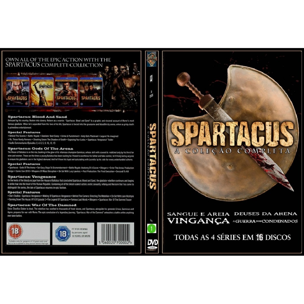 Dvd Série Spartacus - 4 Temporadas - raridade - (16 dvds) | Shopee Brasil