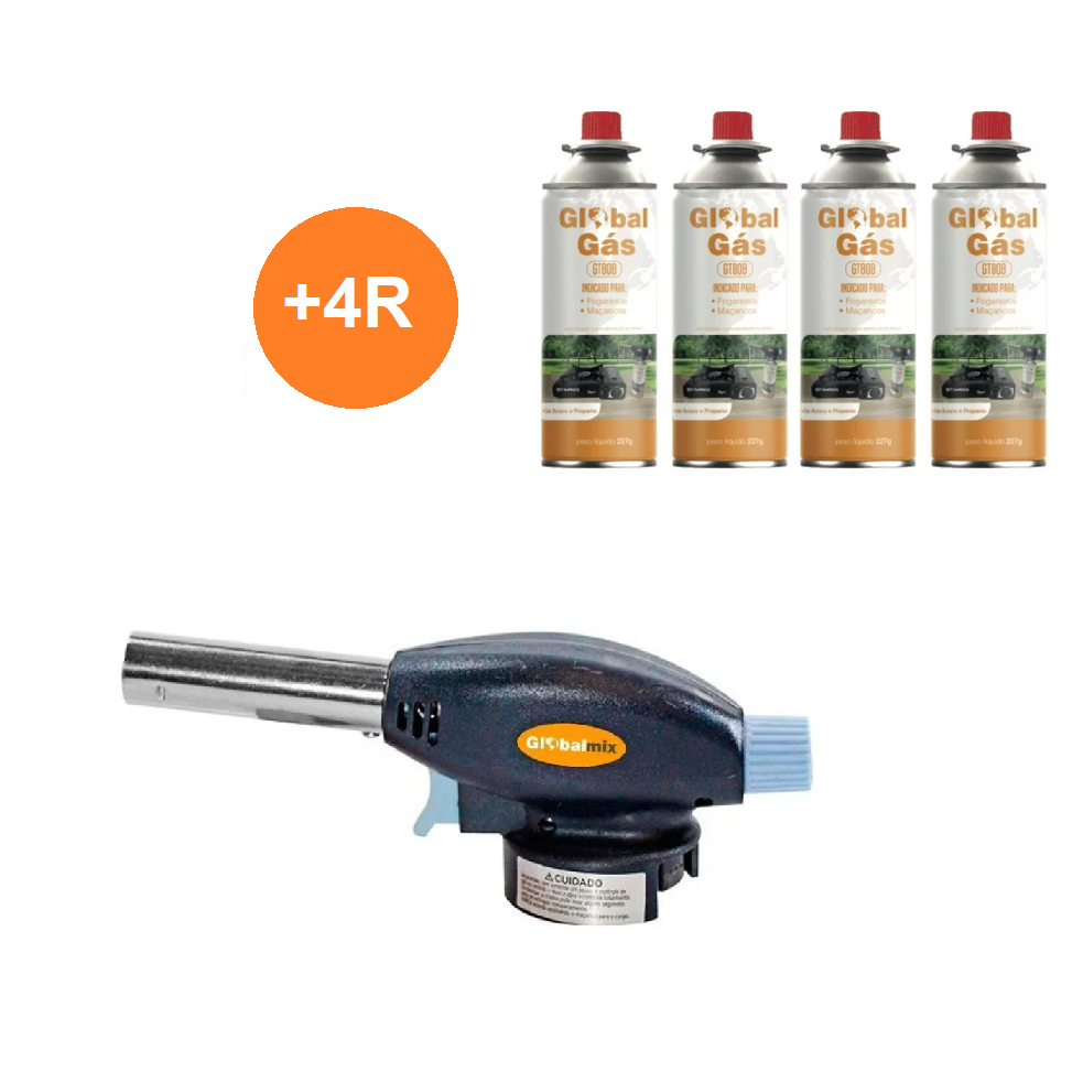 Macarico Culinario Profissional Flambar Queijo Carne + 4 Cargas ...