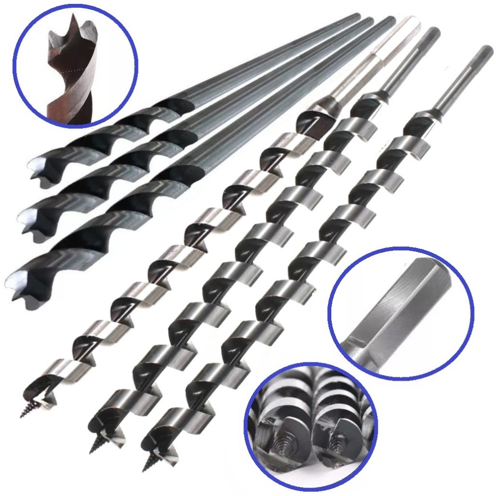 jogo com 6 brocas palanque mourao estaca madeira1/4 250mm 5/16 280mm 3/8 320mm e 12 14 e 16 ...