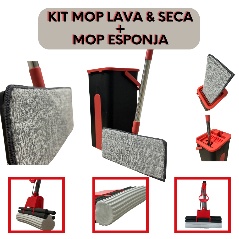 Kit MOP Lava & Seca + Mop Esponja | Shopee Brasil