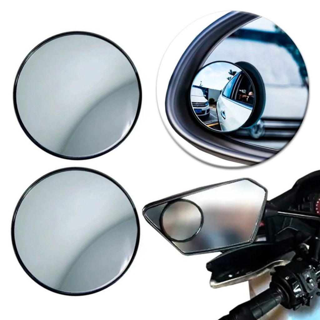 Par Espelho Retrovisor Convexo 2 Auxiliar De Vidro 5cm Carro E Moto