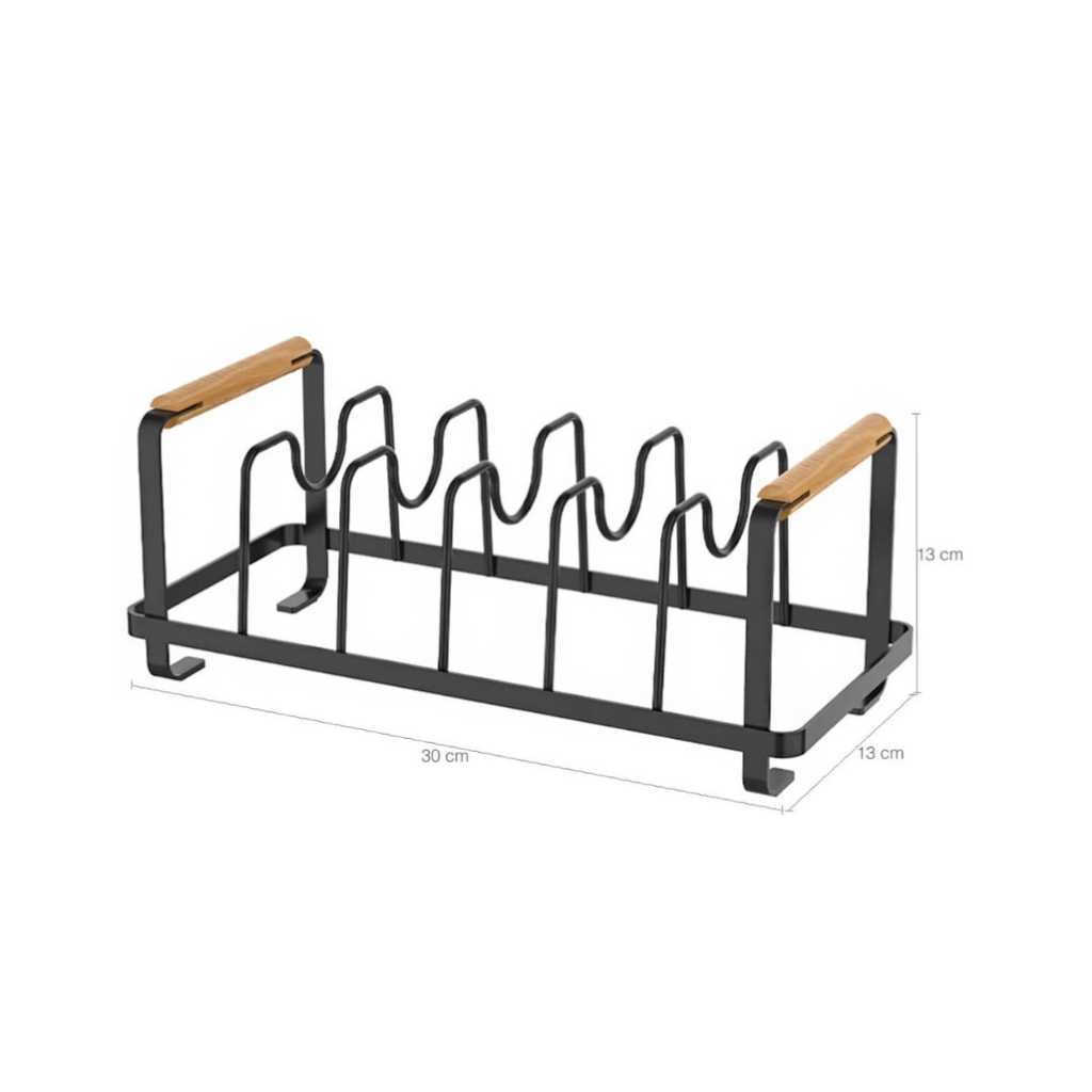 Organizador De Tampas Em Metal 30 Cm Preto Metalla Yoi Bambu | Shopee Brasil