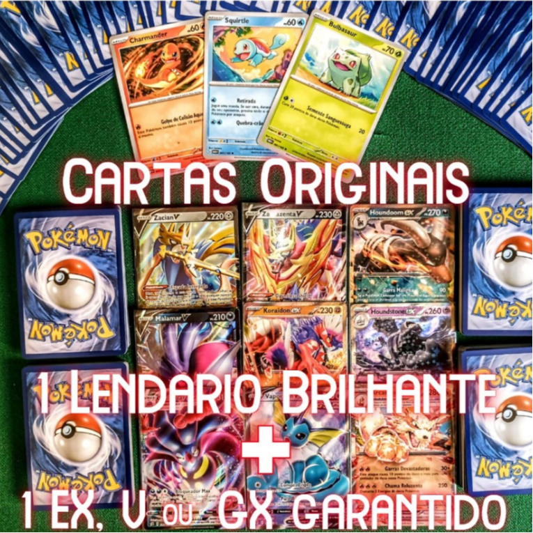 50 cartas Pokémon Originais diferentes c/ um Pokemon-GX, V ou EX ...