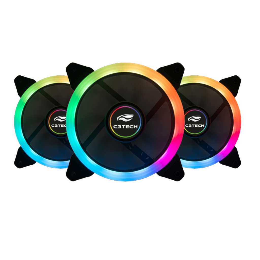 Kit 3 Cooler Fan 120mm Pc Gamer Fan Led Rgb ARGB | Shopee Brasil